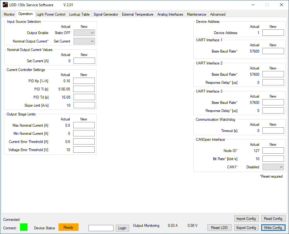LDD-130x Service Software