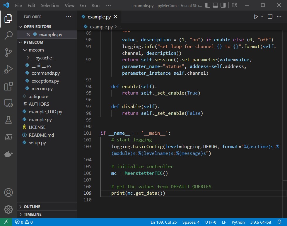 PyMeCom Python Interface